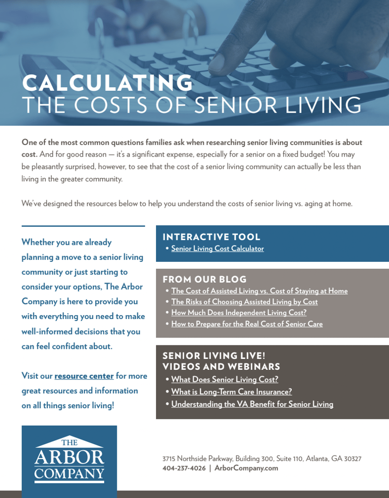 Calculating the Cost of Senior Living | The Arbor Company